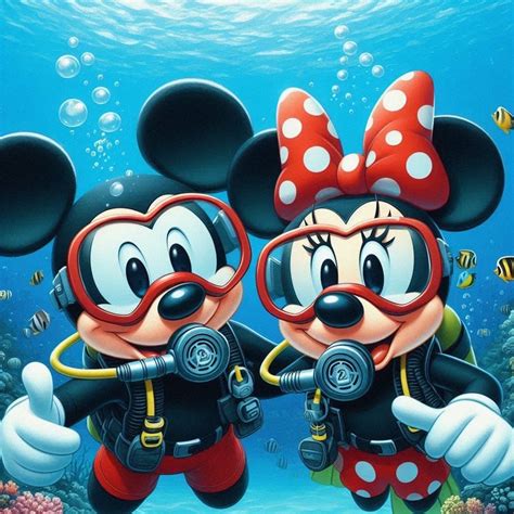 Mickey And Minnie Mouse Scuba Diving By Chrisgraduate28 On Deviantart