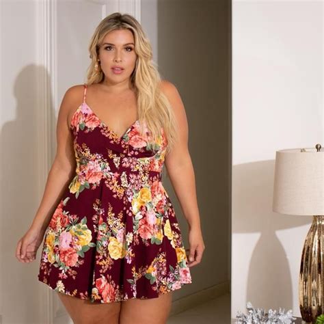 Plus Size Floral Dresses Mini To Bodycon