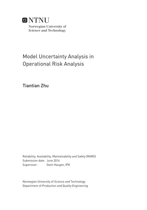 PDF Model Uncertainty Analysis In Operational Risk Analysis