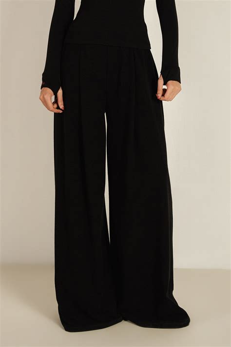 Knitted Flared Pants Black Koyo