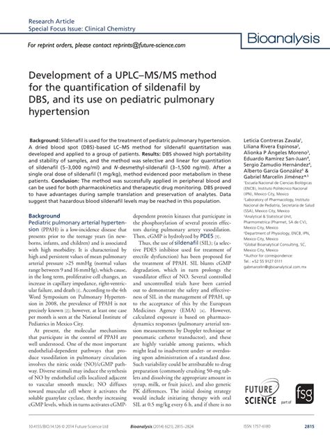 Pdf Development Of A Uplcmsms Method For The Quantification Of