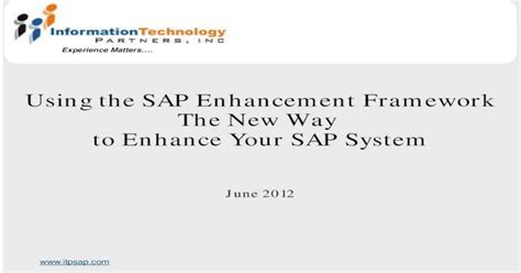 Pdf Using The Sap Enhancement Framework The New Way To Badi