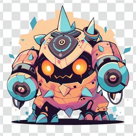 Chibi Robot With Spiky Armor And Glowing Eyes Premium Ai Generated Psd
