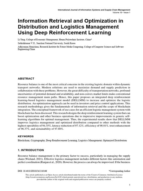 Information Retrieval And Optimization In Distribu Pdf Logistics Supply Chain