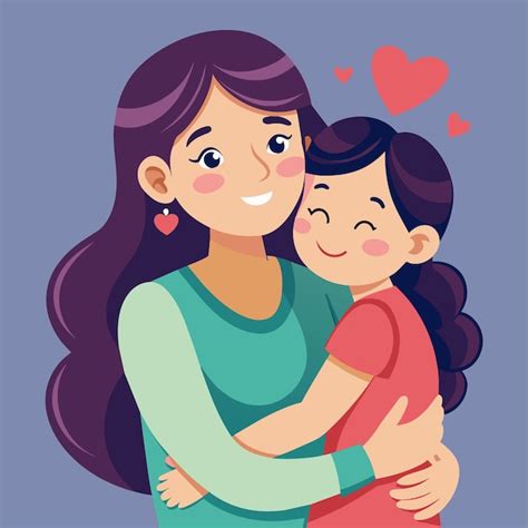 Una Foto De Una Madre Abrazando A Su Hija Vector Premium