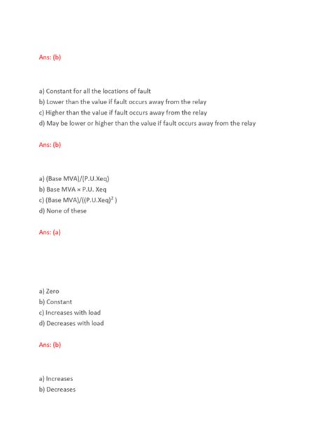 Objective Type Question Or Mcq Of Transmission And Distribution Compress Pdf Electric Power