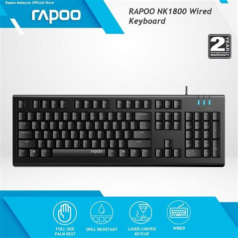 Rapoo Nk1800 Spill Resistance Membrane Wired Usb Keyboard 3 Years