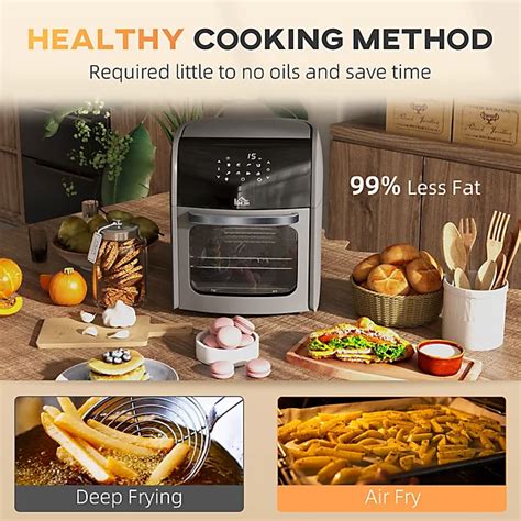 Homcom 12l Air Fryer Oven With 8 Preset Modes Rapid Air Circulation