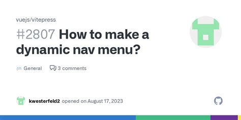 How To Make A Dynamic Nav Menu · Vuejs Vitepress · Discussion 2807 · Github
