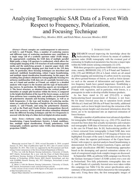 Pdf Analyzing Tomographic Sar Data Of A Forest With Respect To