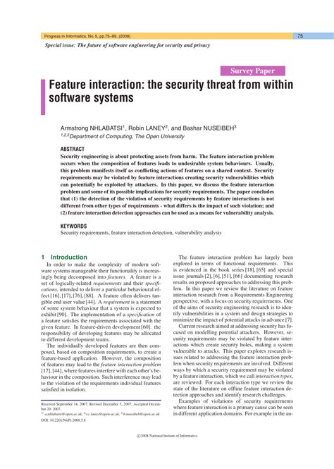 pdf feature interaction the security threat from within software systems