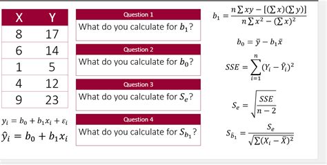 Solved B1n∑x2−∑x2n∑xy− ∑x∑y B0yˉ−b1xˉsse∑i1nyi−y
