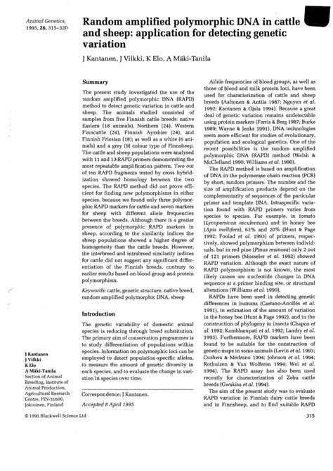 pdf random amplified polymorphic dna in cattle and sheep application