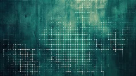 Abstract Digital Grid Pattern On Teal Background Premium AI Generated Image