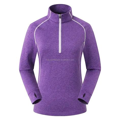 Custom Womens Lightweight Warm Up Polyester Microfleece Half Zip Slim