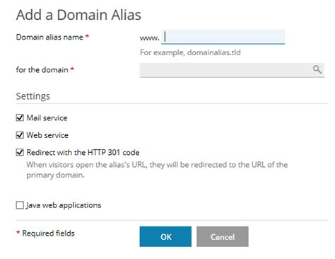 thus a new alternate domain alias domain will be added to the