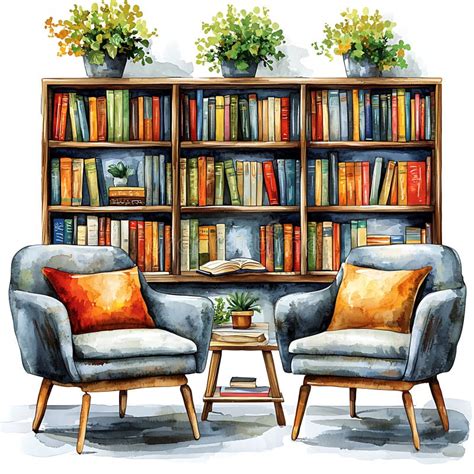 Cozy Reading Nook With Fireplace And Bookshelves Stock Illustration