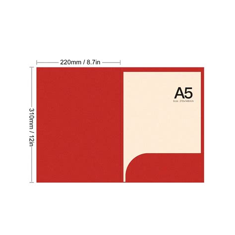 Red L Shaped Pocket Folder With Bevel Design And Built In Pocket Convenient Paper Organization