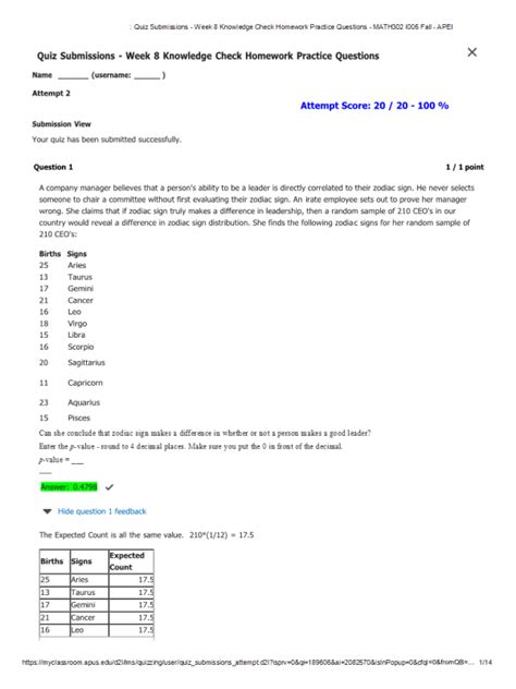 math302 week 8 knowledge check homework practice questions course