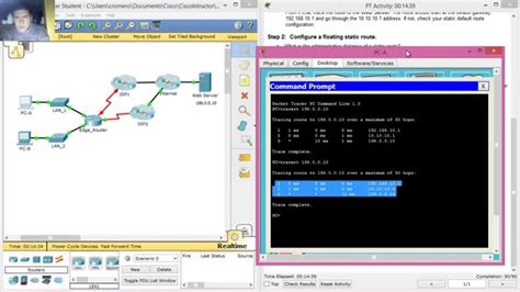 6434 Packet Tracer Configuring A Floating Static Route Youtube