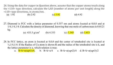 Solved Using The Data For Copper In Question Above Chegg Com