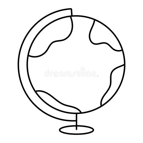 School Globus Icon With Stand Outline Globe Map In Line Style Earth
