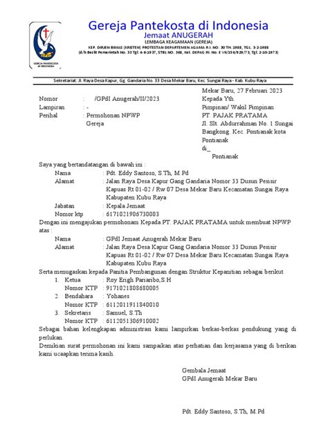 Surat Permohonan Npwp Pdf