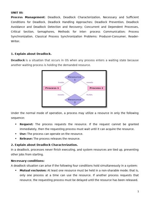 Unit Iii Operating System Deadlocks Threats Pdf Computing
