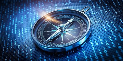 Compass On Binary Code Background Digital Direction Concept Digital