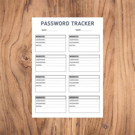 Printable Password Tracker Password Keeper Log Digital Password Planner
