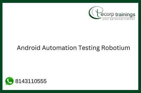 Android Automation Testing Robotium Training Hyderabad India Ecorp