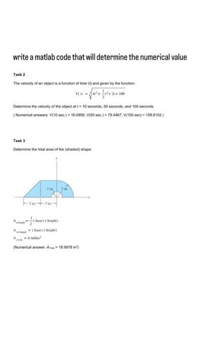 Solved Write A Matlab Code That Will Determine The Numerical Chegg