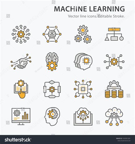 Machine Learning Icons Such Algorithm Artificial Stock Vector Royalty Free