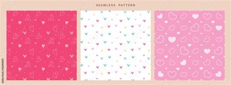 Heart Seamless Pattern Valentine Love Set Heart Shape Icon Seamless Pattern Drawing Outline