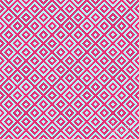 Heavy Diamond On Diagonal Grid Pattern In Light Aqua And Raspberry Pink N Painting By Holy