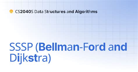 Sssp Bellman Ford And Dijkstra Cs2040s Data Structures And Algorithms
