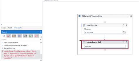 Invoke Power Shell Exception Calling Open With 0 Arguments