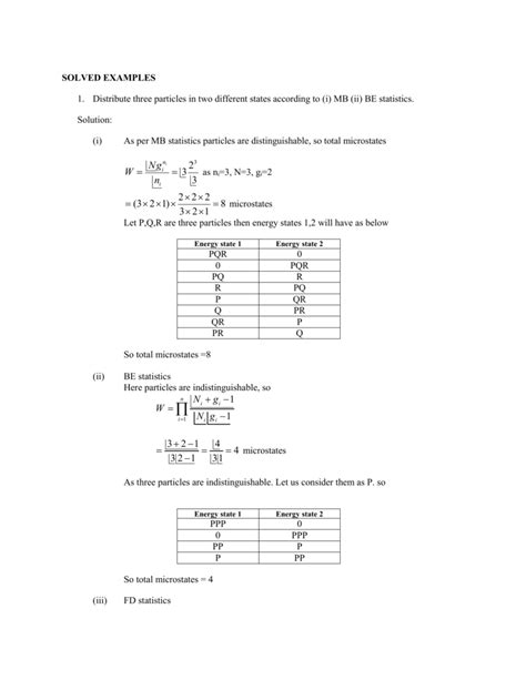 solved examples distribute three particles in two different states