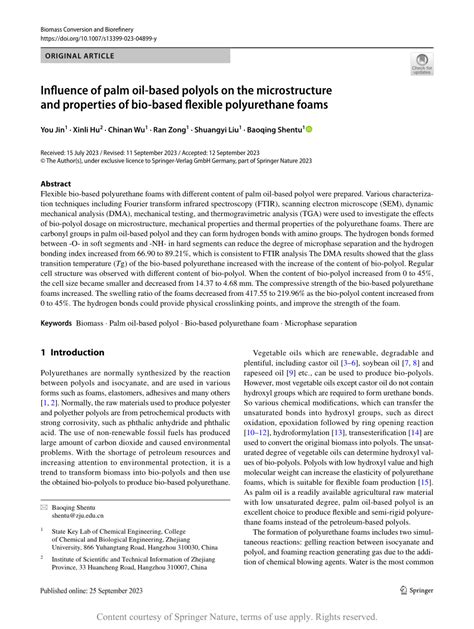 Influence Of Palm Oil Based Polyols On The Microstructure And