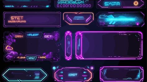 Neon Space Ui Frame For Mmo Game Menu Overlay Premium Ai Generated Vector