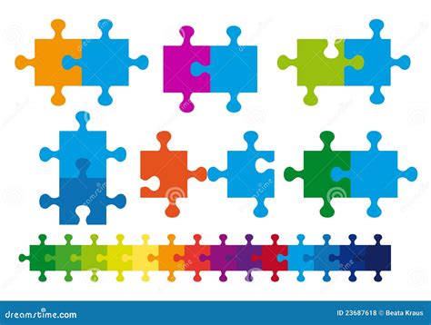 Jigsaw Puzzle Vector Stock Vector Illustration Of Color 23687618