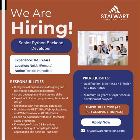 hiring pythondeveloper backenddeveloper remotejobs… stalwart innovations pvt ltd