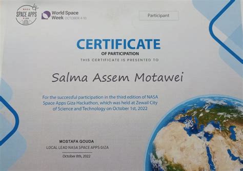 I Am Very Happy To Be One Of The Participants In The Third Edition Of Nasa Space Apps Giza