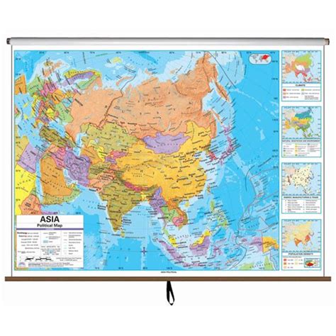 Univarsal 921301010001 63x59 Raw 63 X 59 In Asia Advanced Political Classroom Wall Map Rail