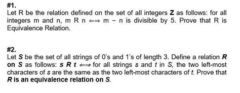 Solved Let R Be The Relation Defined On The Set Of All Chegg