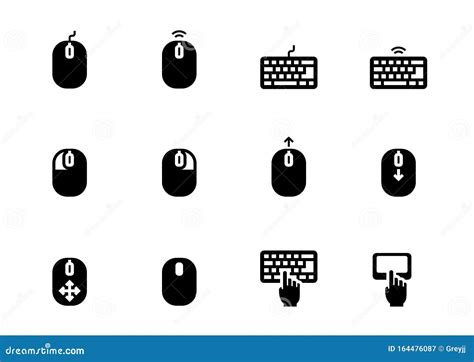 Computer Mouse Its Buttons Indication And Keyboard Icons Stock Vector