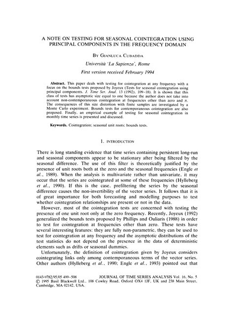 pdf a note on testing for seasonal cointegration using principal