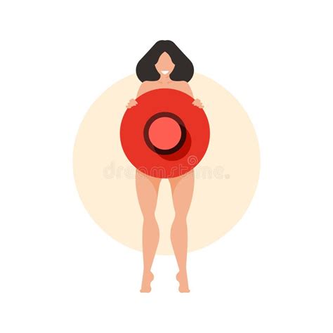 A Woman With A Red Circle On Her Chest Is Holding A Red Circle Stock Vector Illustration Of