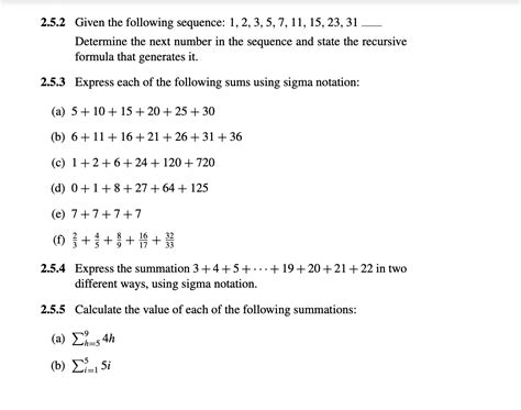 solved 2 5 2 given the following sequence