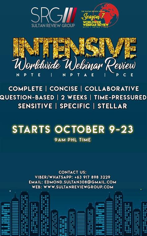 the intensive worldwide webinar review for this season is now open for